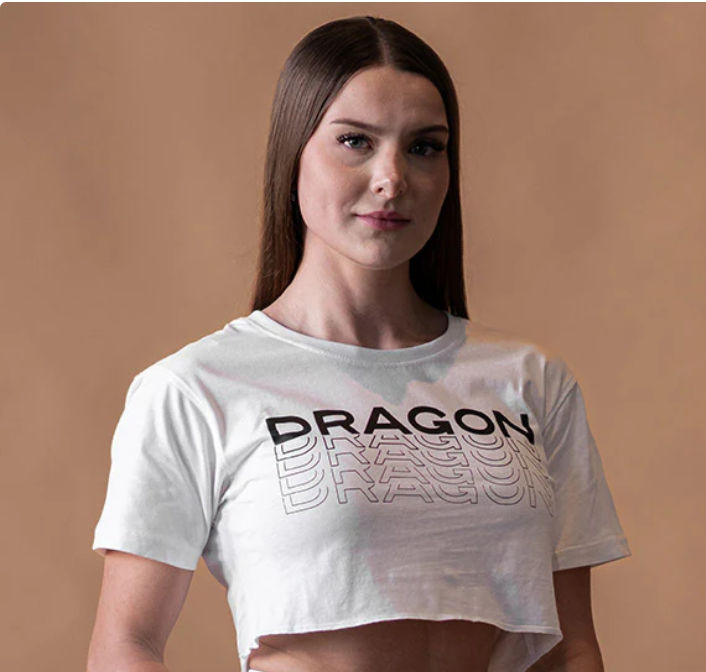 Playera Dragon FALLOUT OVERSIZED CROP TOP Blanca – Fitness Market México